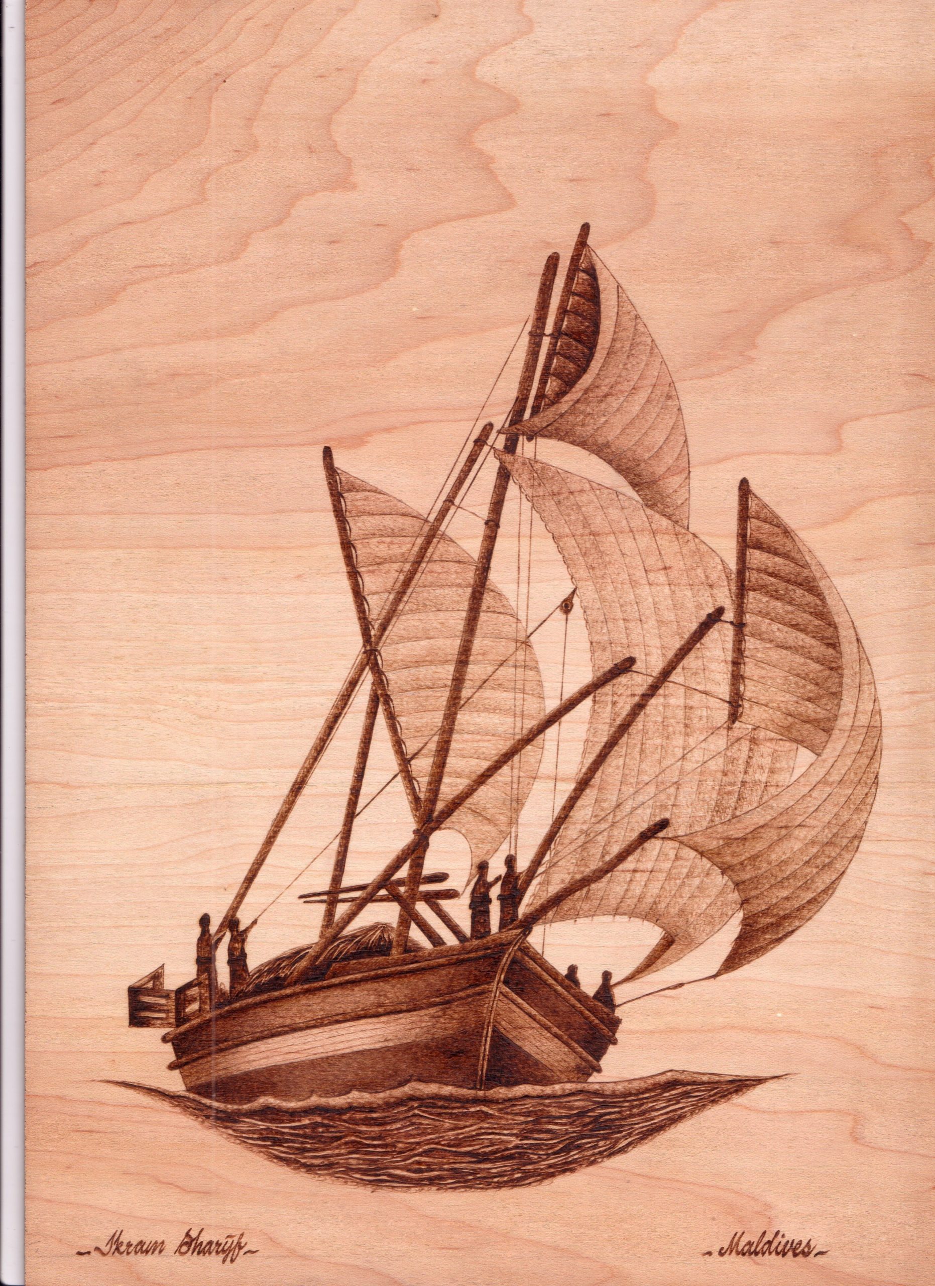 Pyrography Boats – Creativity Maldives
